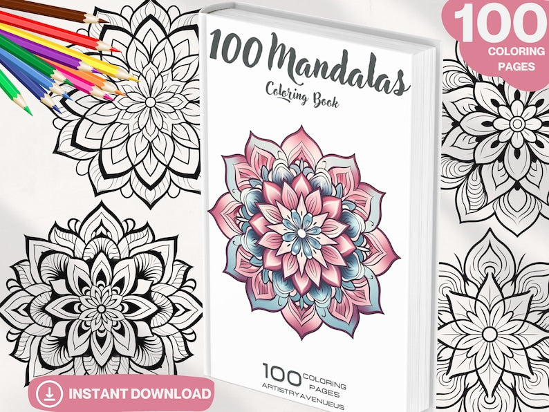 100 Mandalas Coloring Book | PDF, Printable Coloring Pages | Simple Ma ...